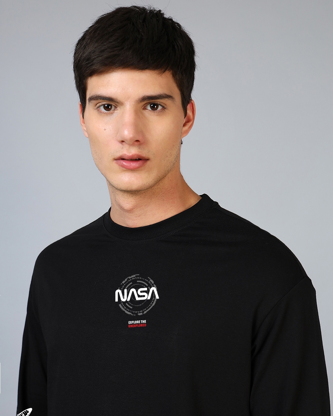 Buy Men's Black Explorer Nasa Graphic Printed Oversized T-shirt Online ...