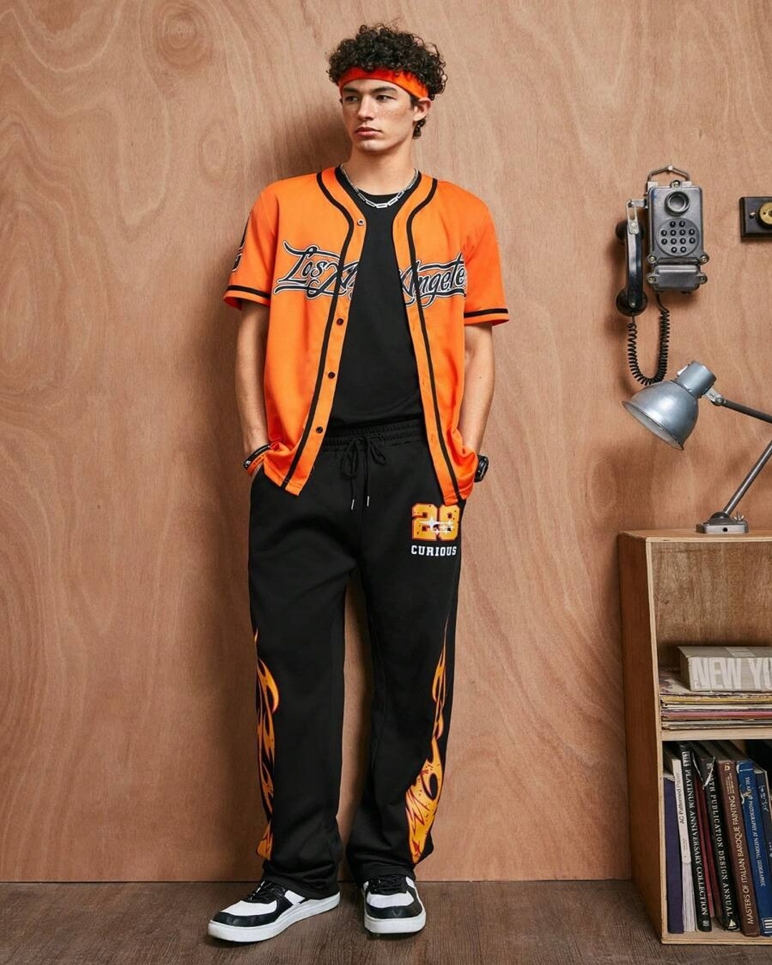Buy Men's Black Fire Printed Relaxed Fit Track Pants Online at Bewakoof