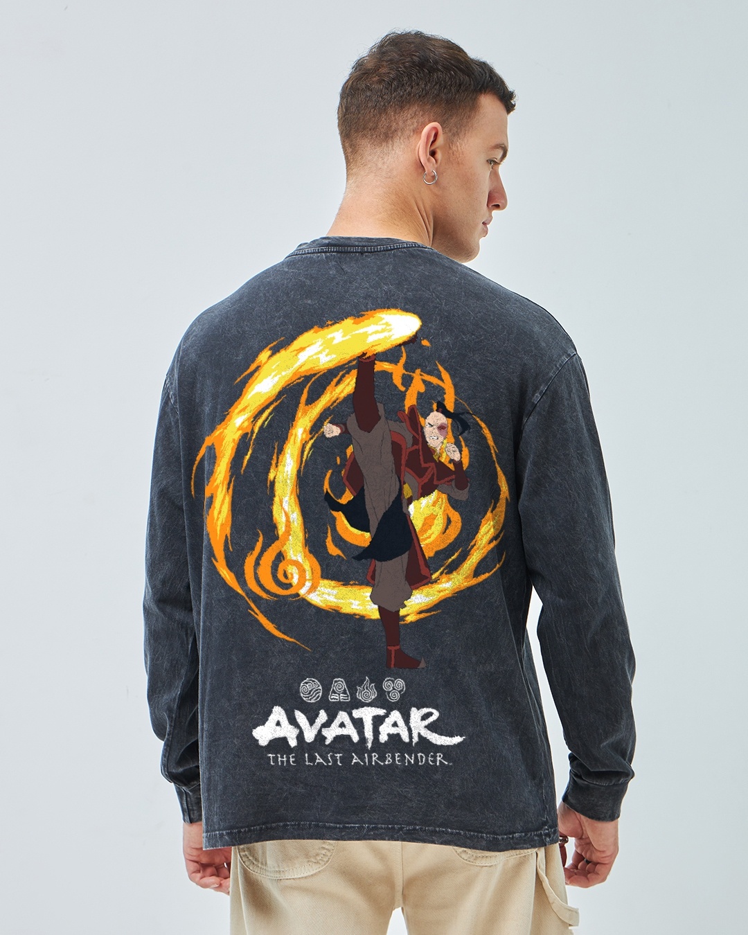 Buy Men's Black Firebending Zuko Graphic Printed Oversized Acid Wash T ...