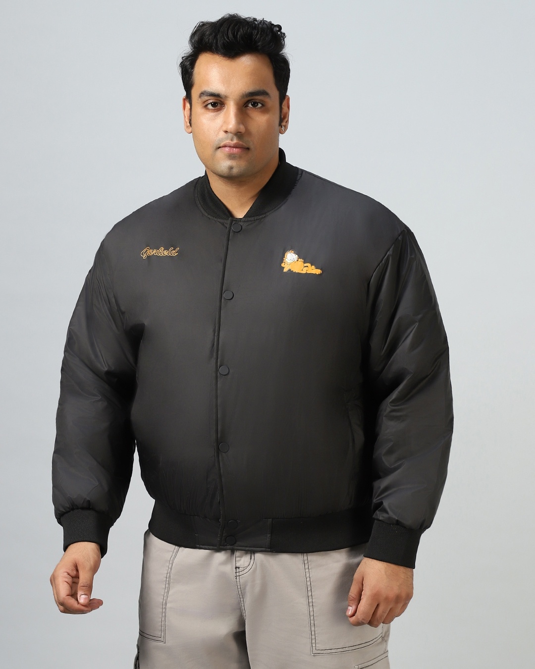 Buy Men's Black Garfield All Around Graphic Printed Oversized Plus Size ...