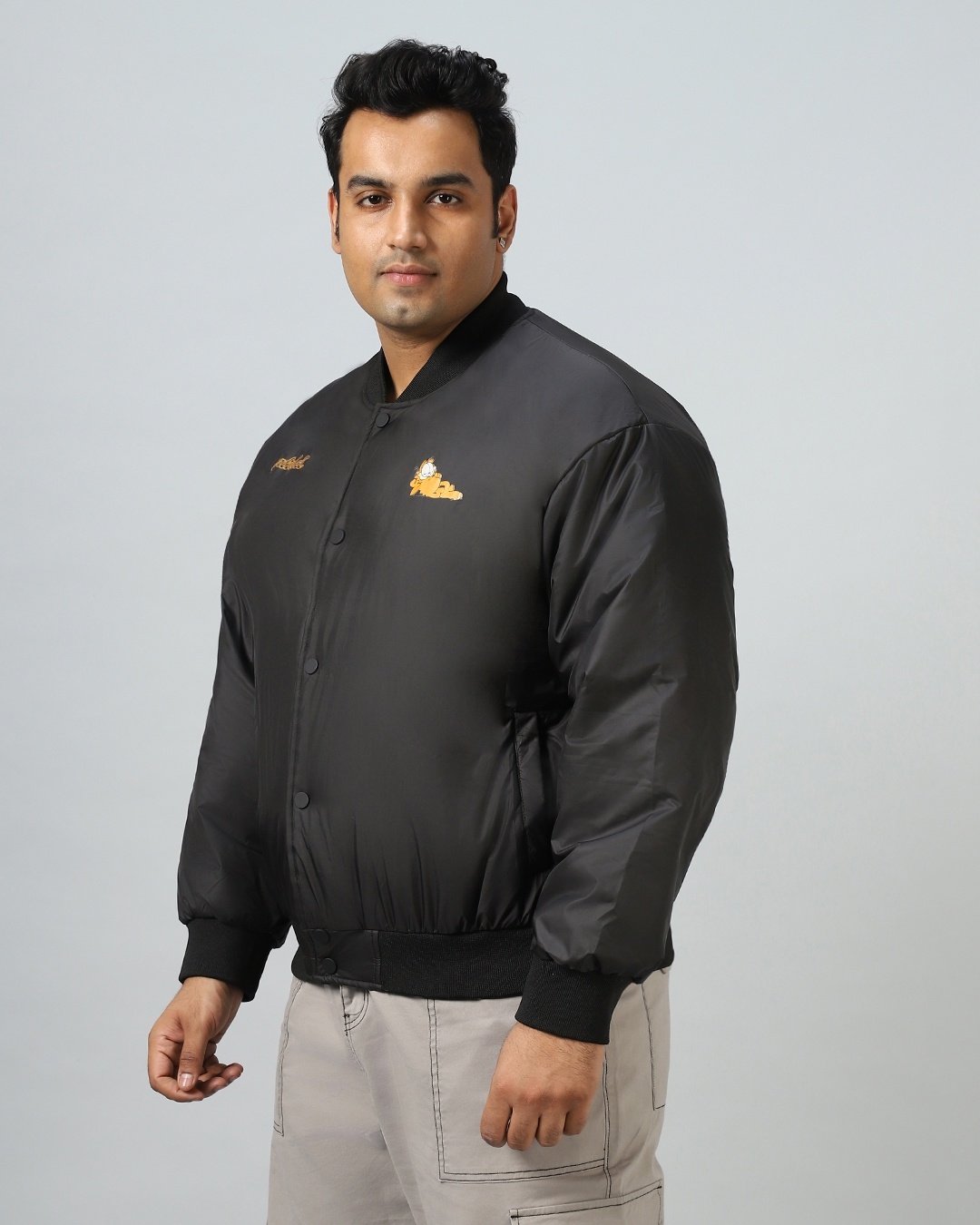 Buy Men's Black Garfield All Around Graphic Printed Oversized Plus Size ...