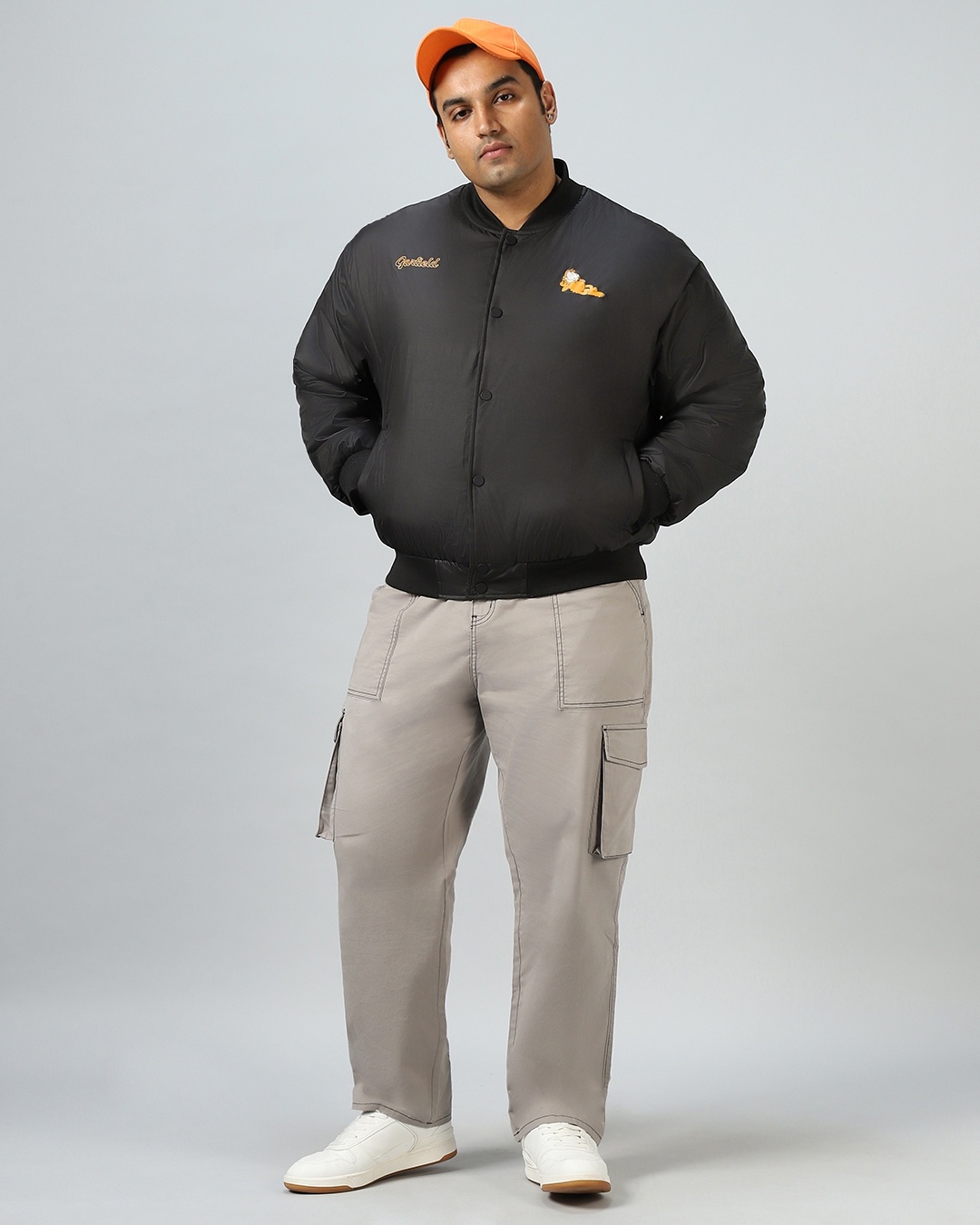 Buy Men's Black Garfield All Around Graphic Printed Oversized Plus Size ...