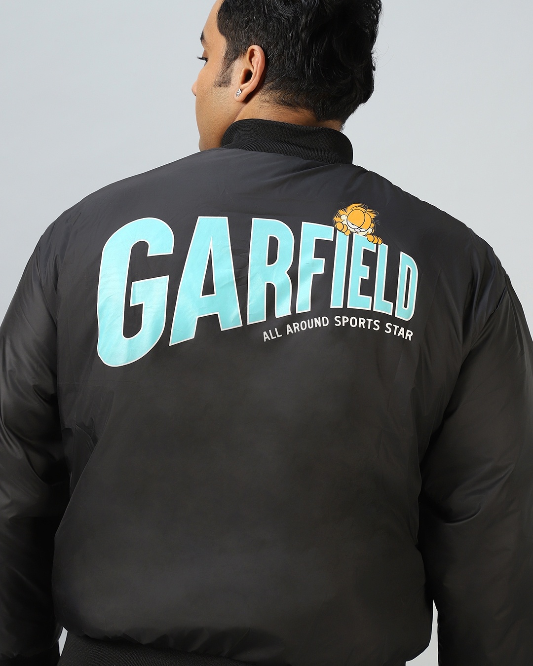 Buy Men's Black Garfield All Around Graphic Printed Oversized Plus Size ...