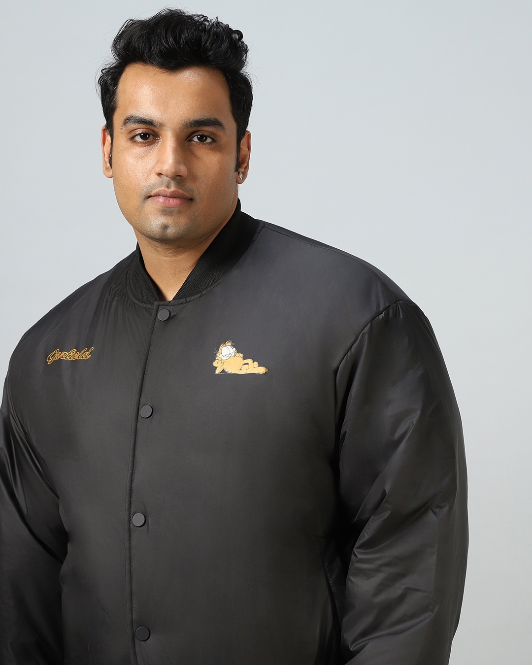 Buy Men's Black Garfield All Around Graphic Printed Oversized Plus Size ...