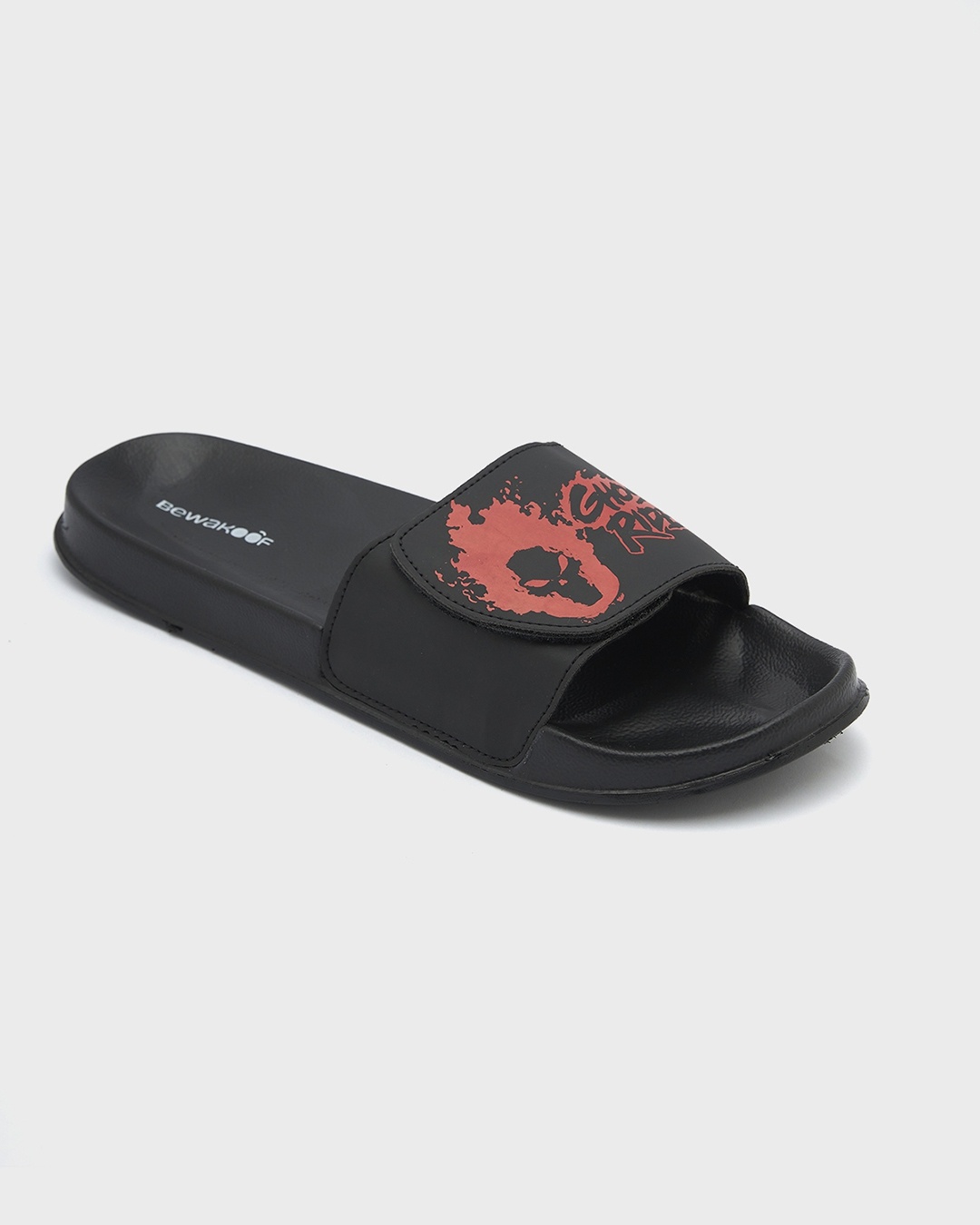 Buy Men's Black Ghost Rider Printed Velcro Sliders Online in India at ...