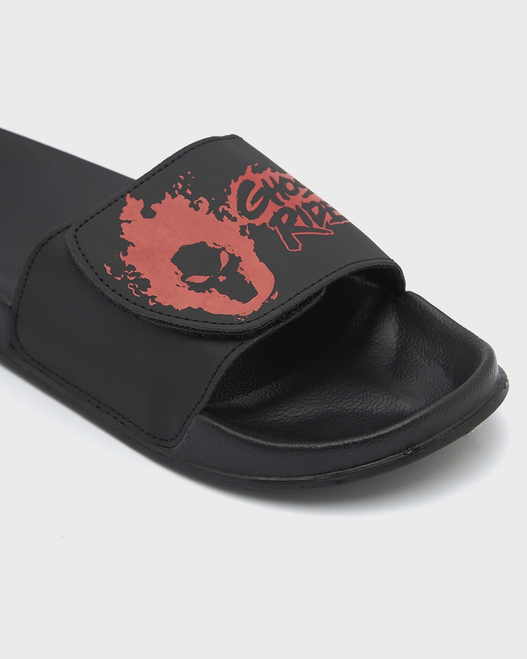 Buy Men's Black Ghost Rider Printed Velcro Sliders Online in India at ...