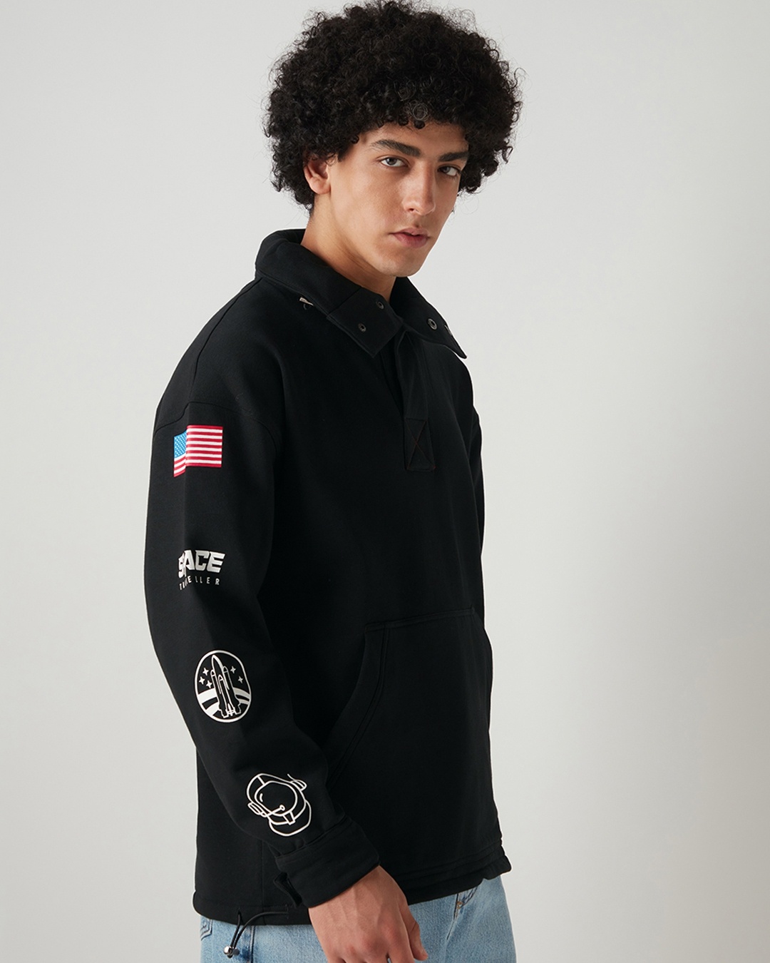 Buy Men's Black Graphic Printed Oversized Sweatshirt Online at Bewakoof