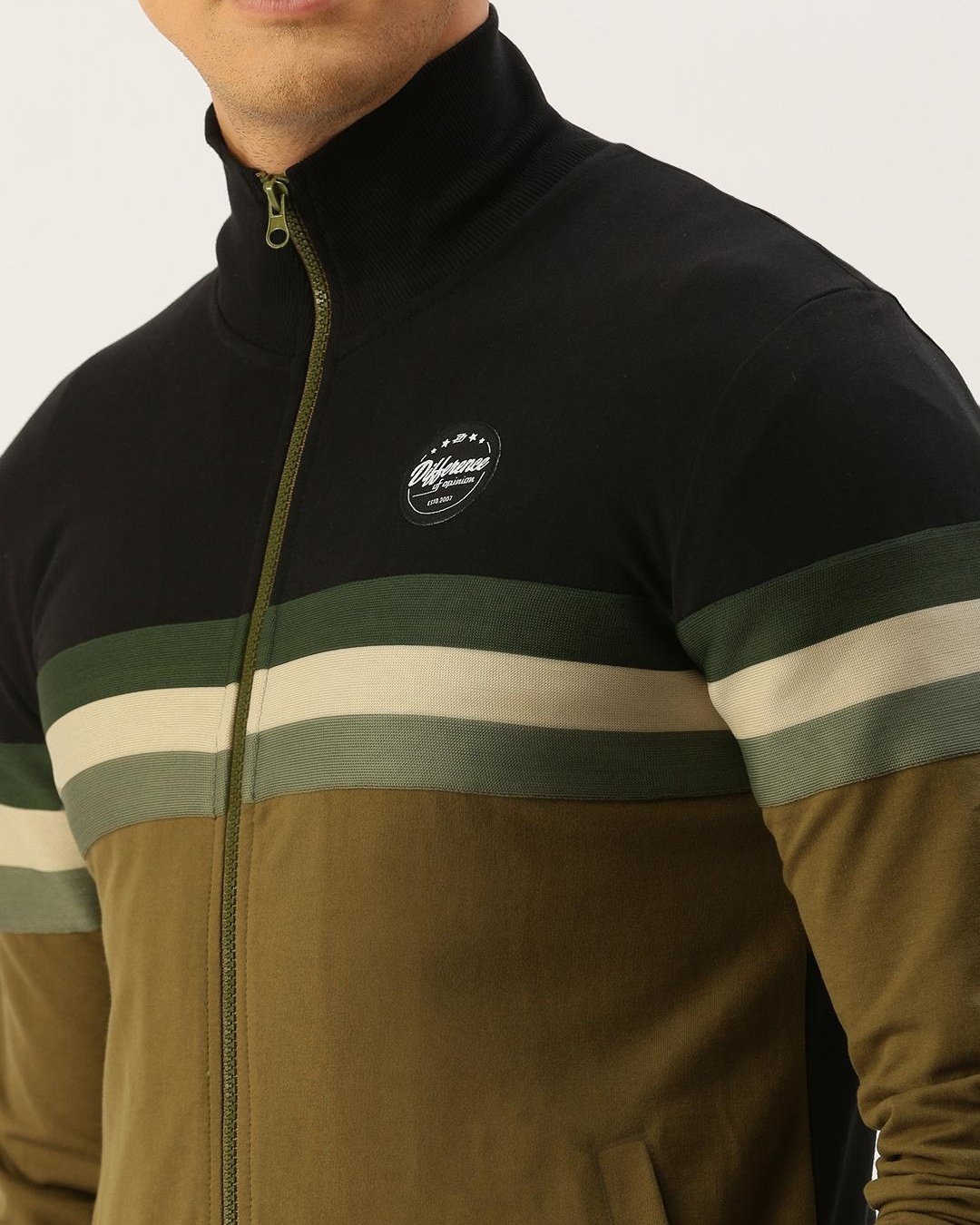 Buy Men's Black & Green Color Block Jacket for Men Black Online at Bewakoof