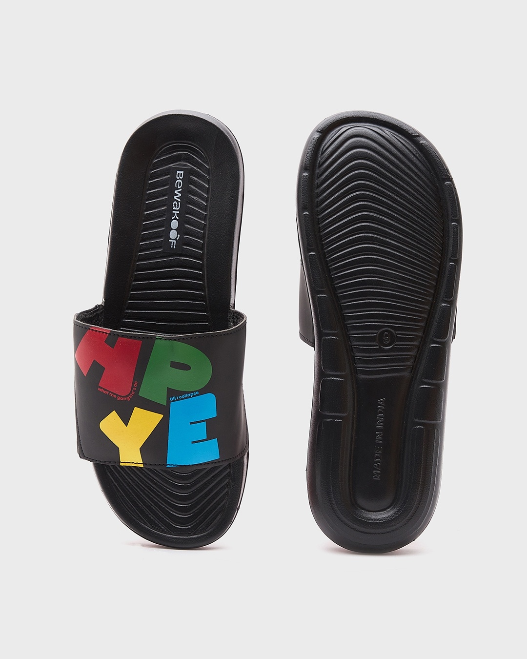 Buy Men's Black Hype Comfysole Sliders Online in India at Bewakoof