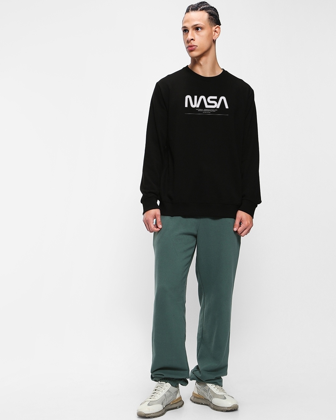 Buy Men's Black I Need My Space NASA Typography Sweatshirt Online at ...