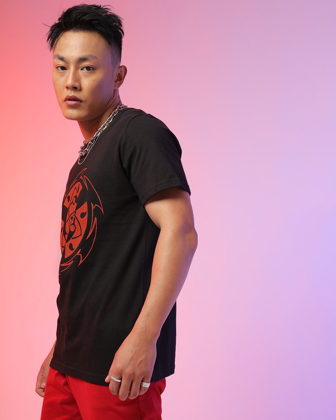 Buy Men's Black Mangekyou Sharingan Graphic Printed T-shirt Online at ...