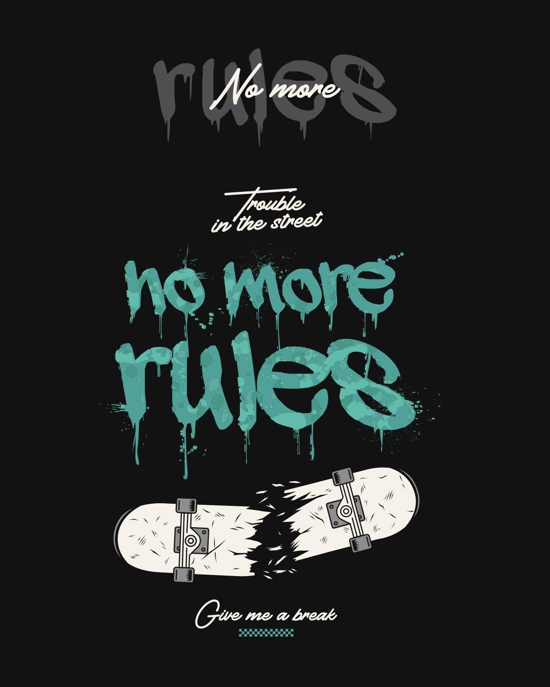 Buy Men's Black No More Rules Graphic Printed Oversized T-shirt for Men ...