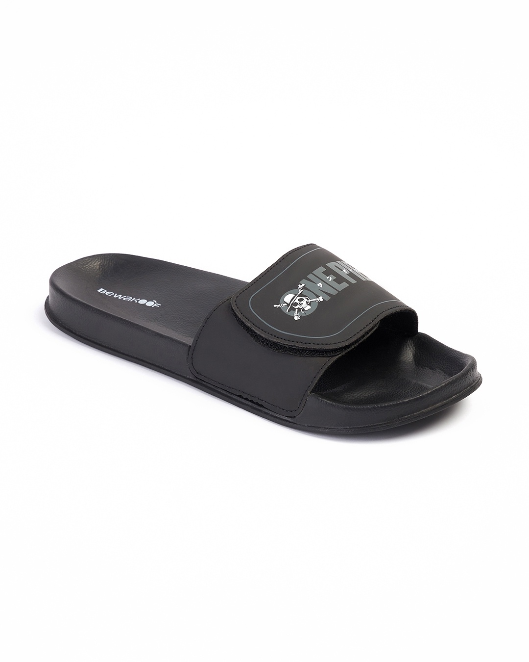 Buy Men's Black One Piece Printed Velcro Sliders Online in India at ...