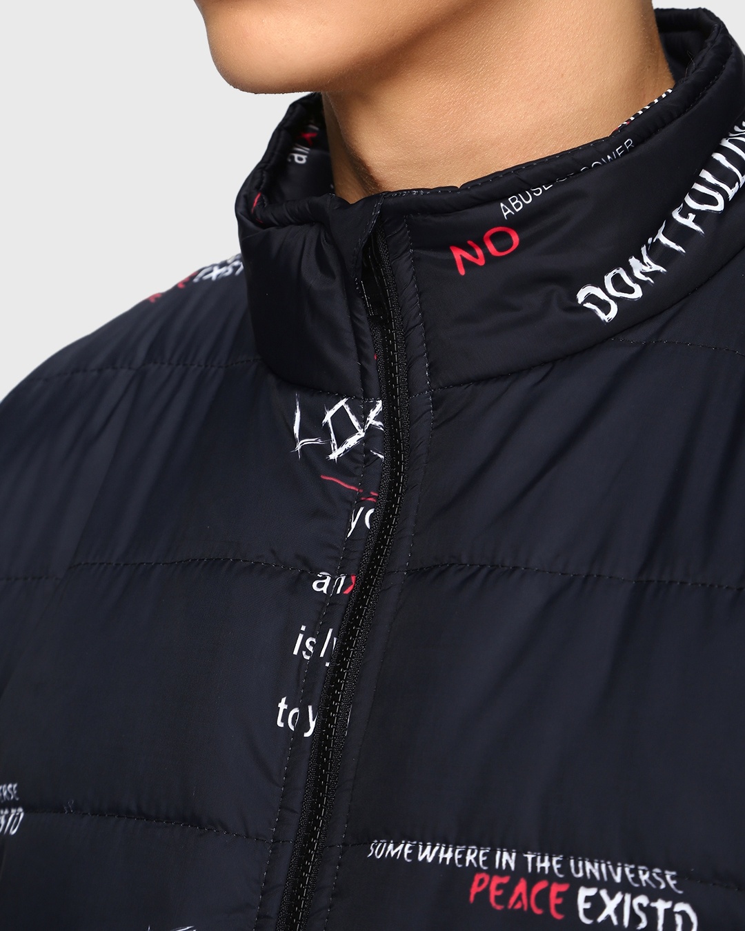 Buy Men's Black All Over Printed Oversized Puffer Jacket Online at Bewakoof