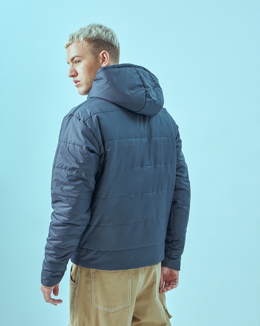Buy Men's Blue Oversized Puffer Jacket Online at Bewakoof
