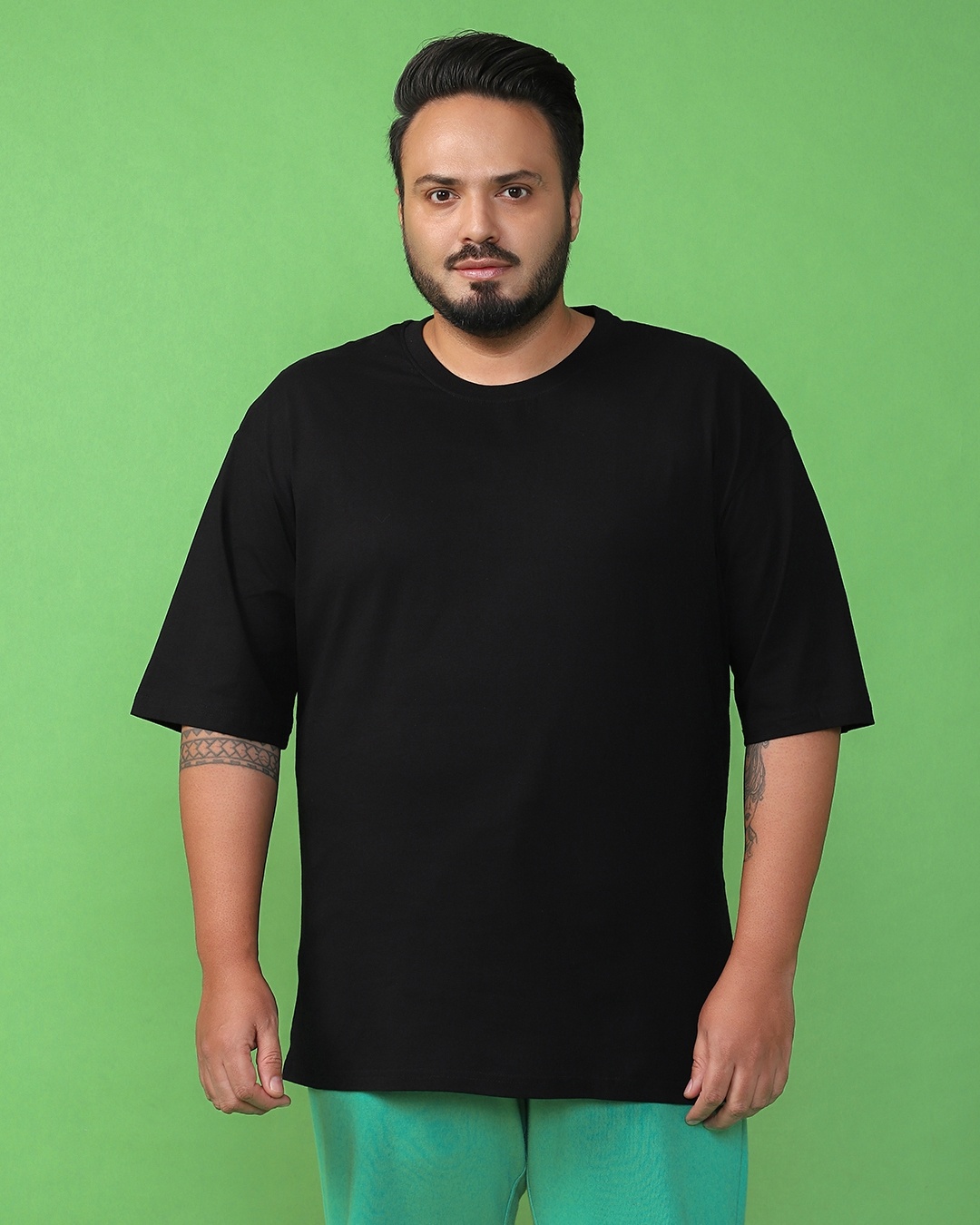 Buy Men's Black Oversized Plus Size T-shirt Online at Bewakoof