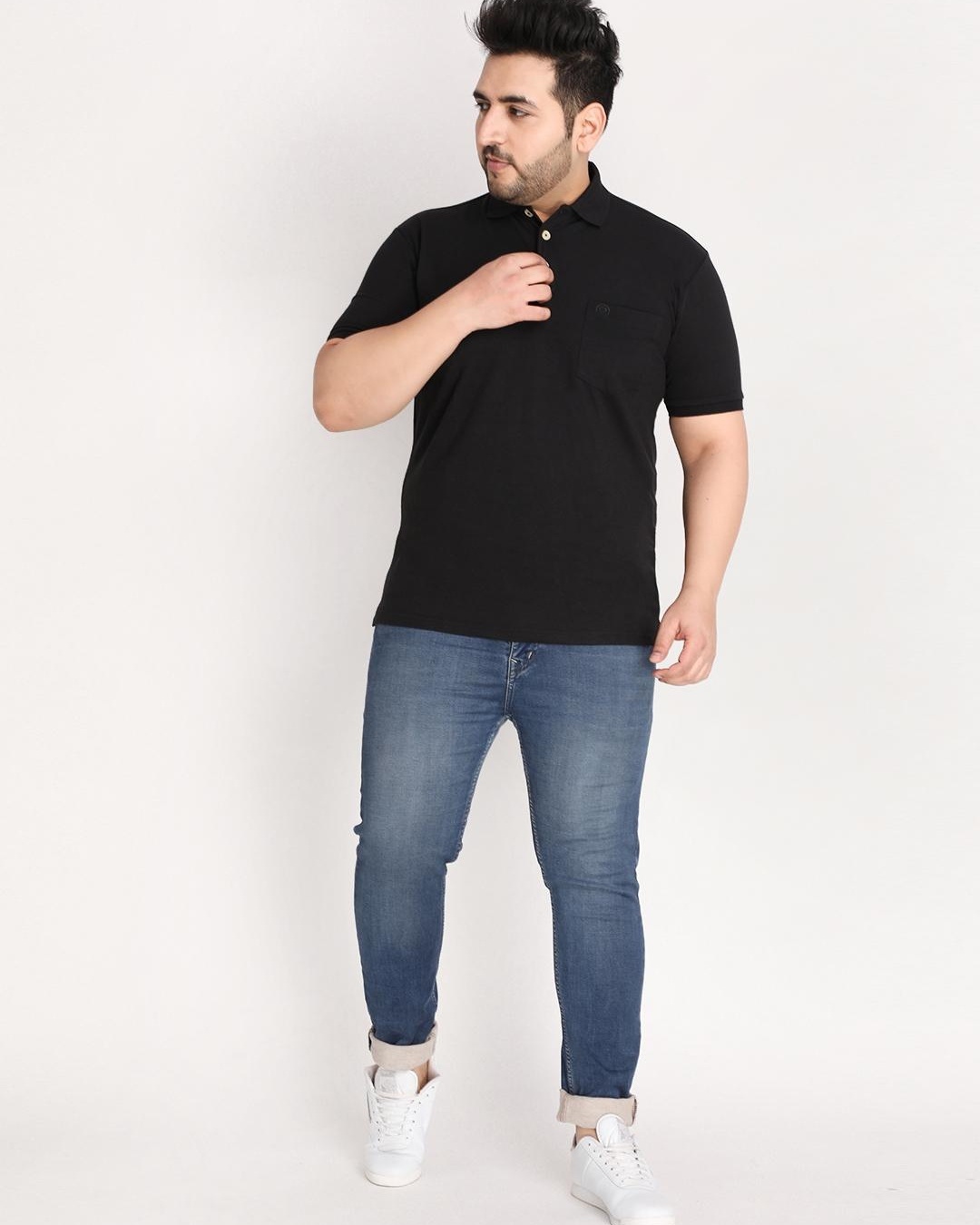 Buy Men's Black Plus Size Polo T-shirt Online at Bewakoof