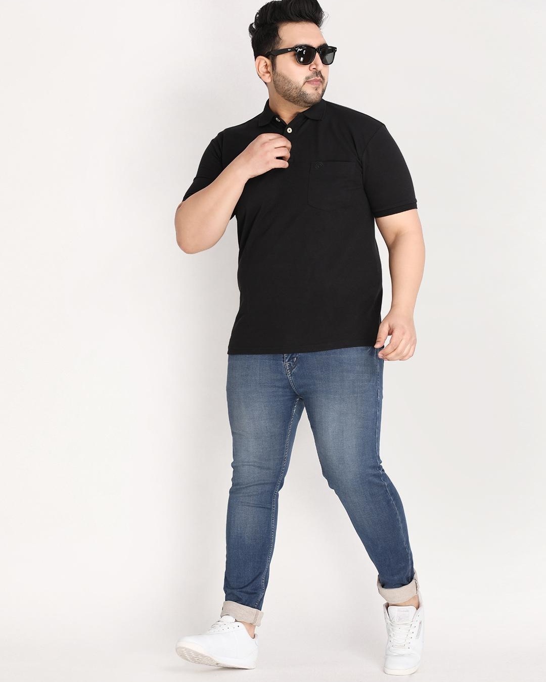 Buy Men's Black Plus Size Polo T-shirt Online at Bewakoof
