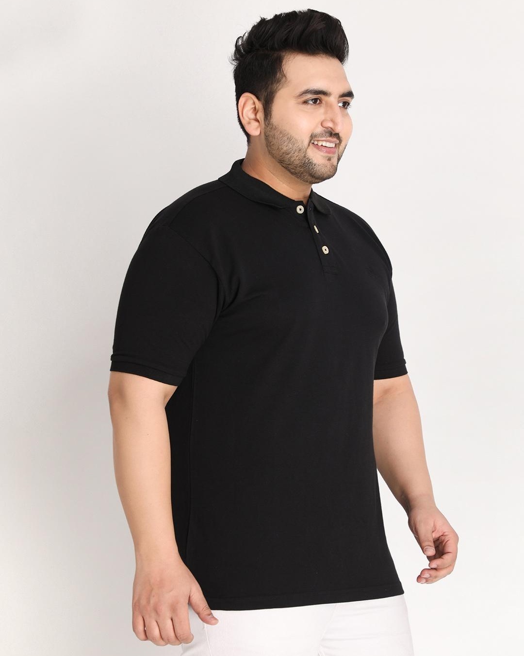 Buy Men s Black Plus Size Polo T shirt Online At Bewakoof