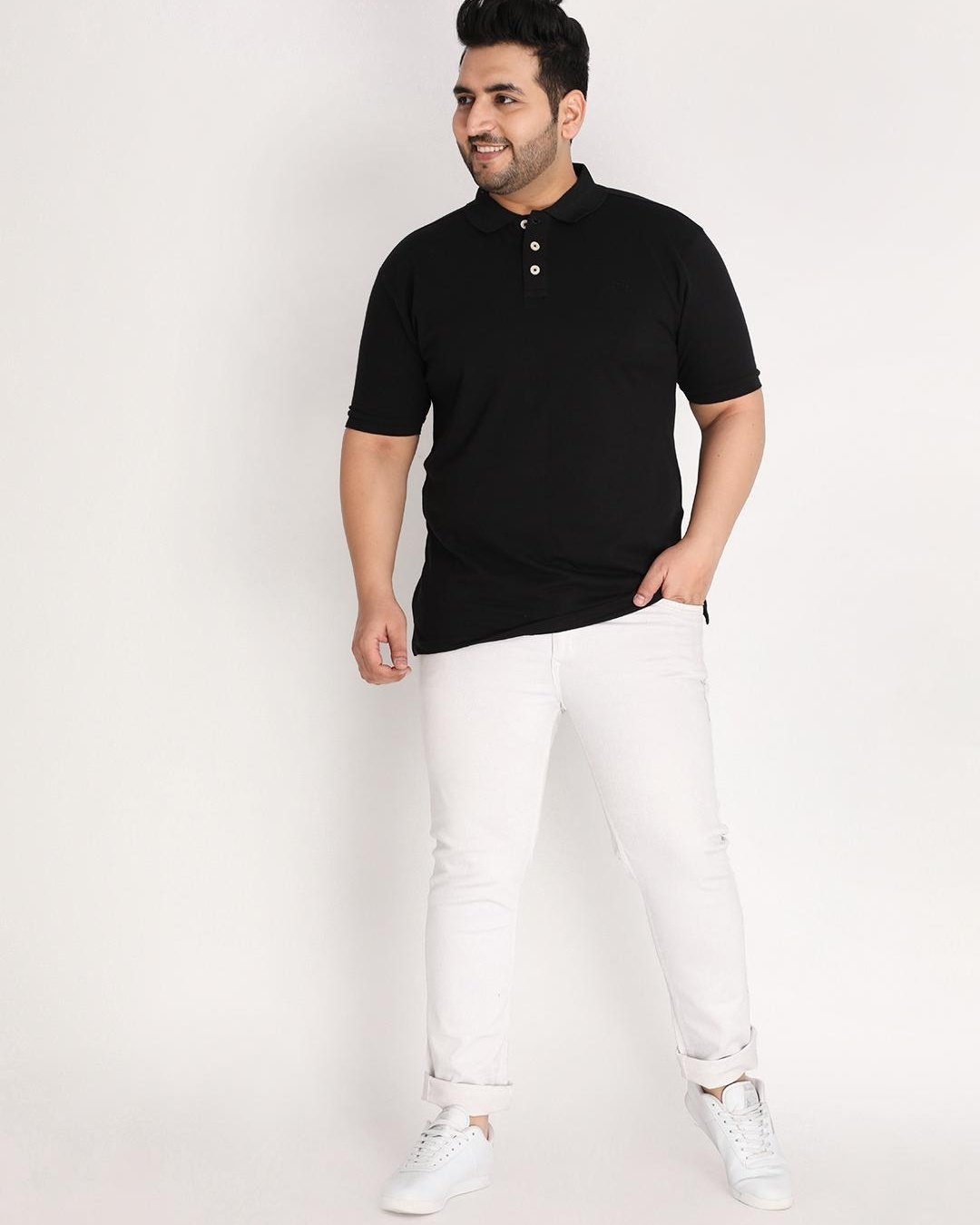 Buy Men's Black Plus Size Polo T-shirt Online at Bewakoof