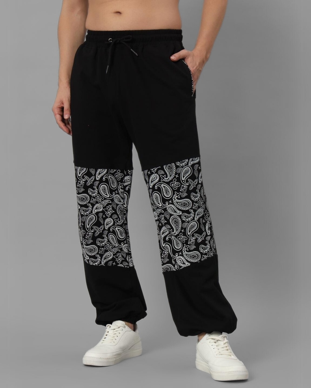 Buy Men's Black Paisley Printed Relaxed Fit Jogger Pants Online at Bewakoof