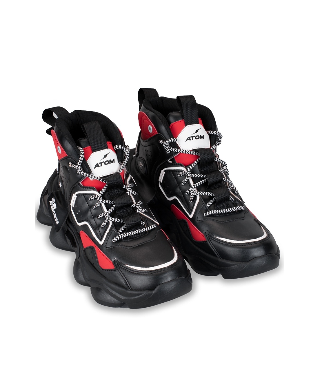 Buy Men's Black & Red Bulldozer Color Block High-Top Sneakers Online in ...