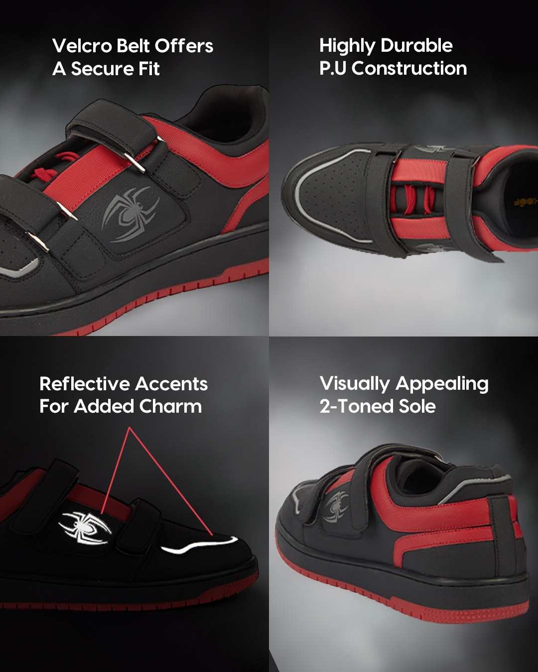 Buy Men's Black & Red Spider-Verse Color Block Low-Top Sneakers Online ...