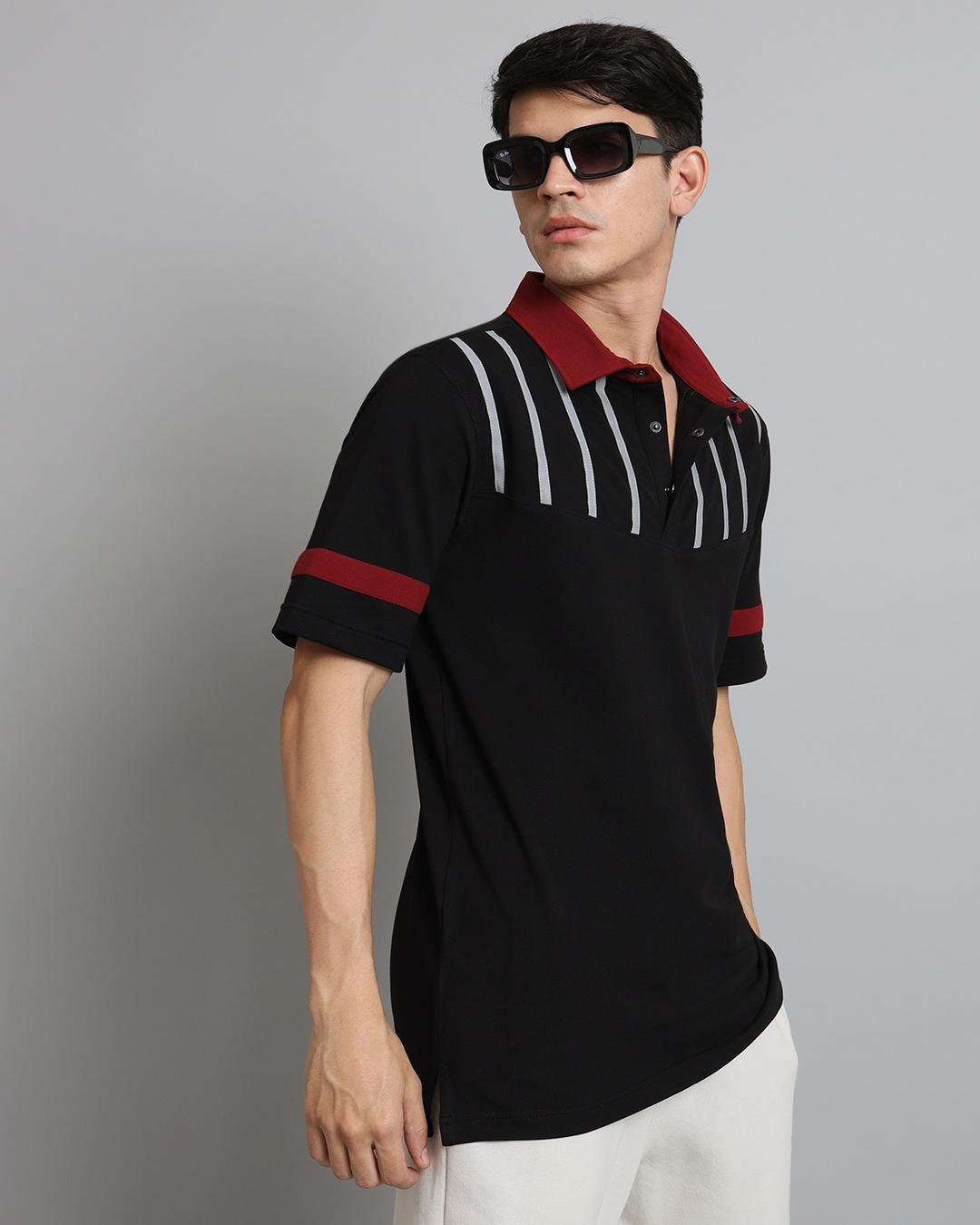 Buy Men's Black Reflective Printed Polo T-shirt Online at Bewakoof
