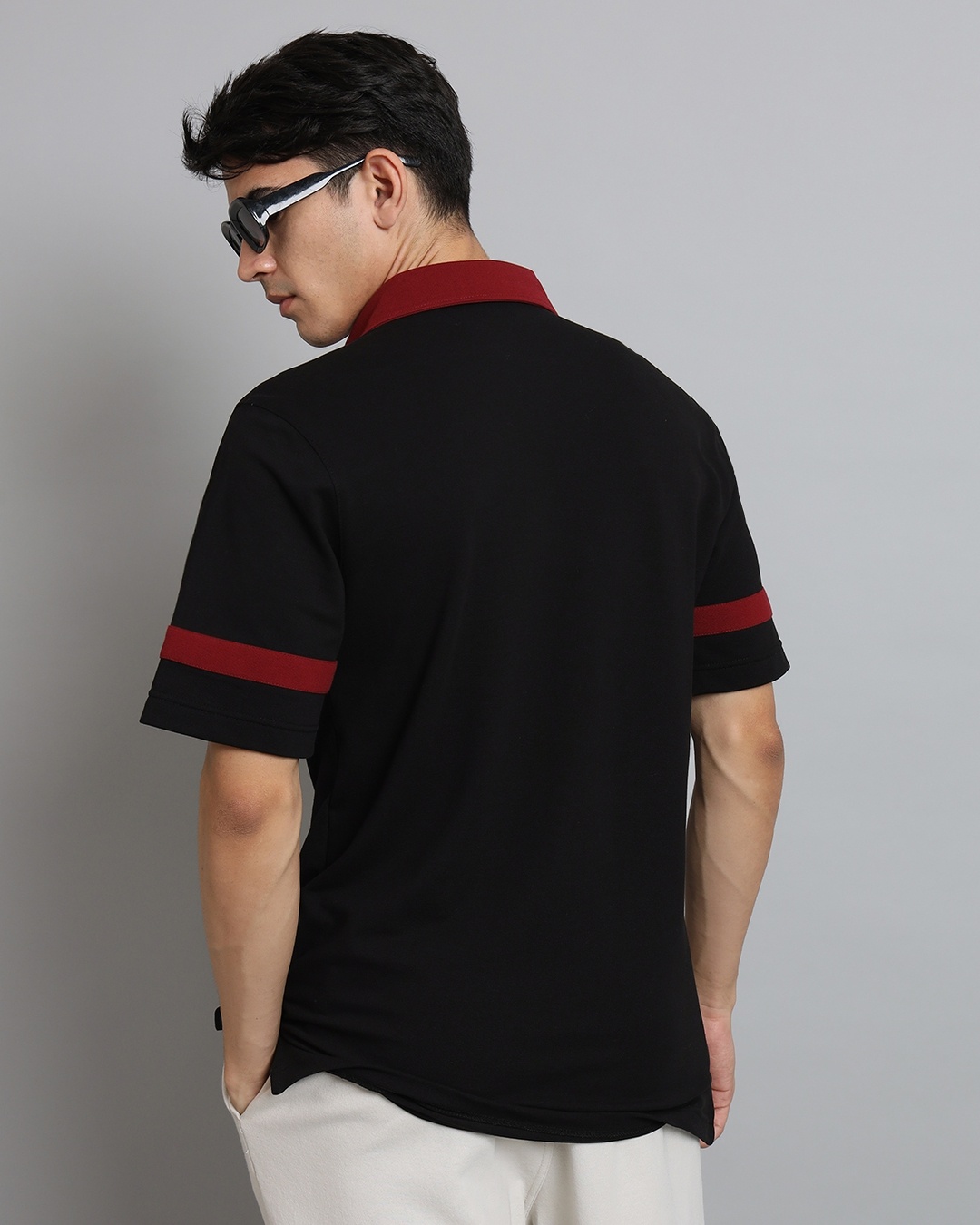 Buy Men's Black Reflective Printed Polo T-shirt Online at Bewakoof