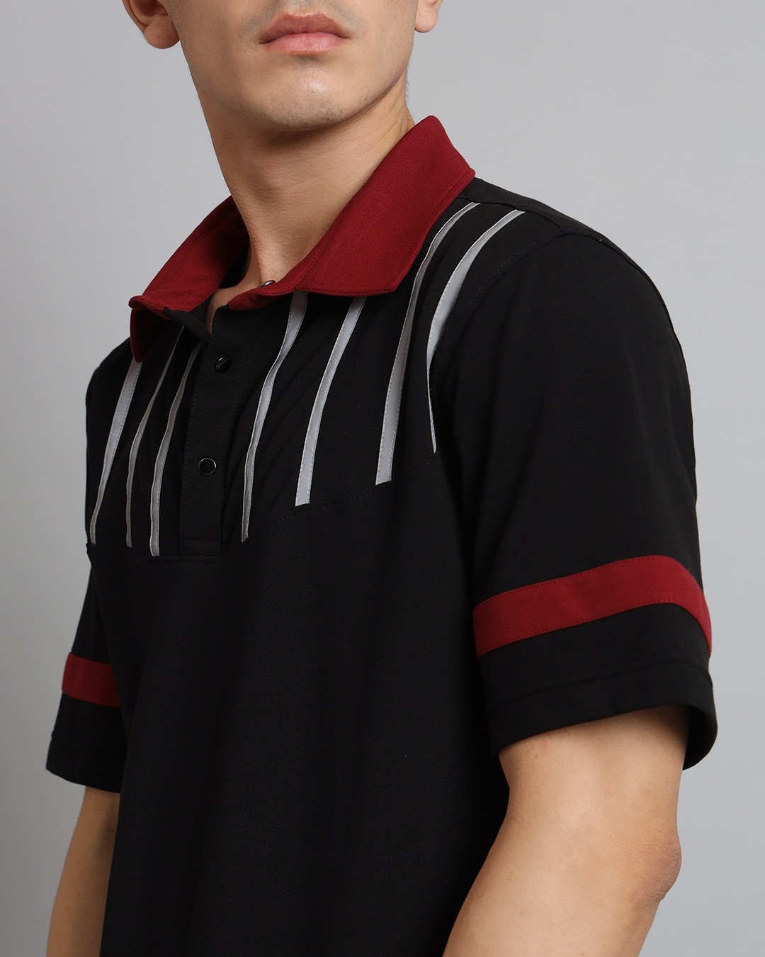 Buy Men's Black Reflective Printed Polo T-shirt Online at Bewakoof