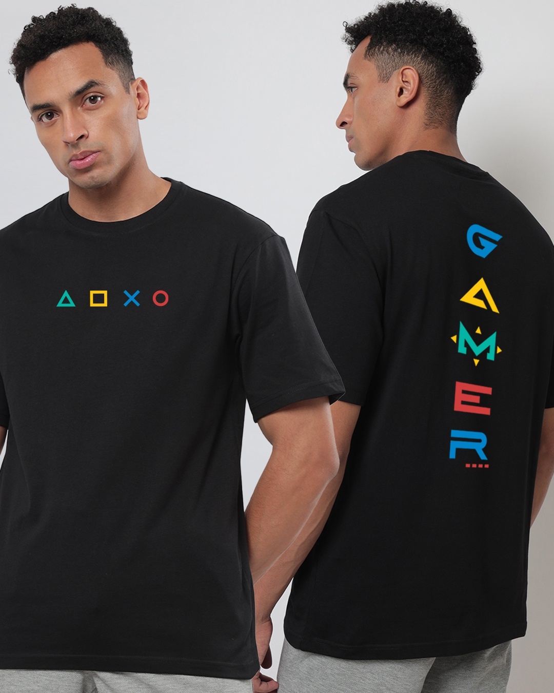 Buy Men's Black Respawn Gamer Typography Oversized T-shirt Online at ...