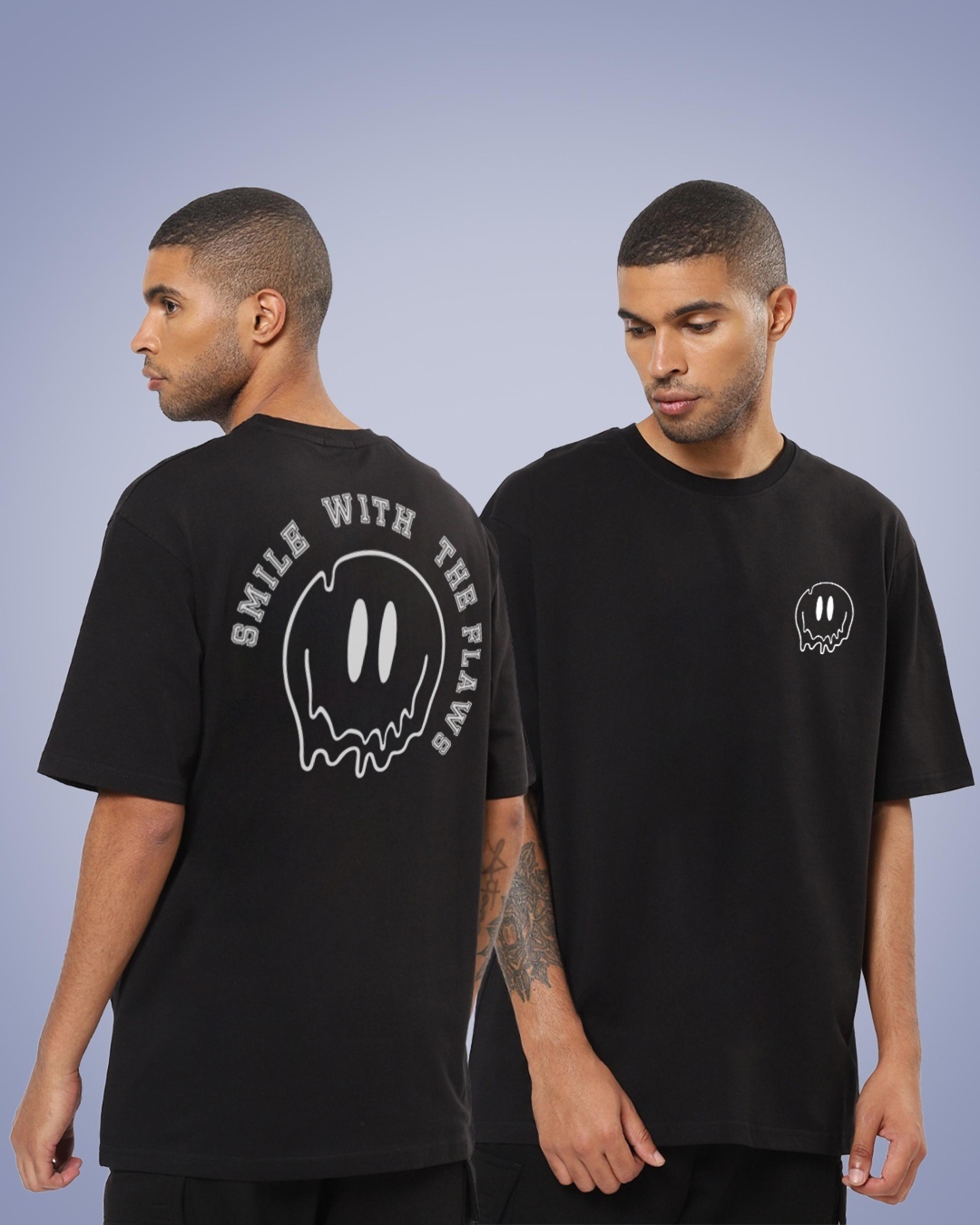 Buy Men's Black Smile With Flaws Graphic Printed Oversized T-shirt for ...