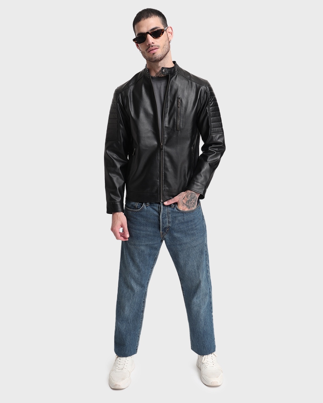 Buy Men's Black PU Jacket Online at Bewakoof