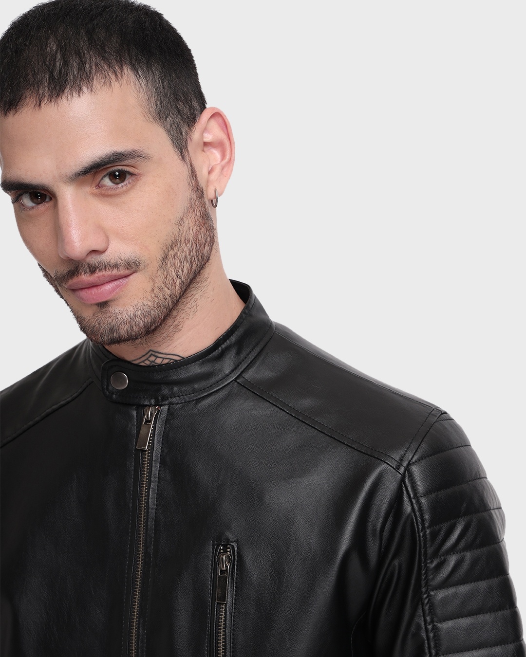 Buy Men's Black PU Jacket Online at Bewakoof