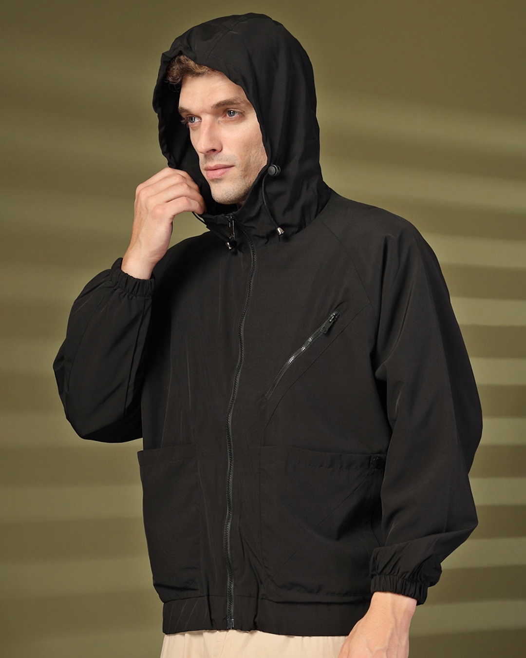 Buy Men's Black Wind Cheater Jacket Online at Bewakoof