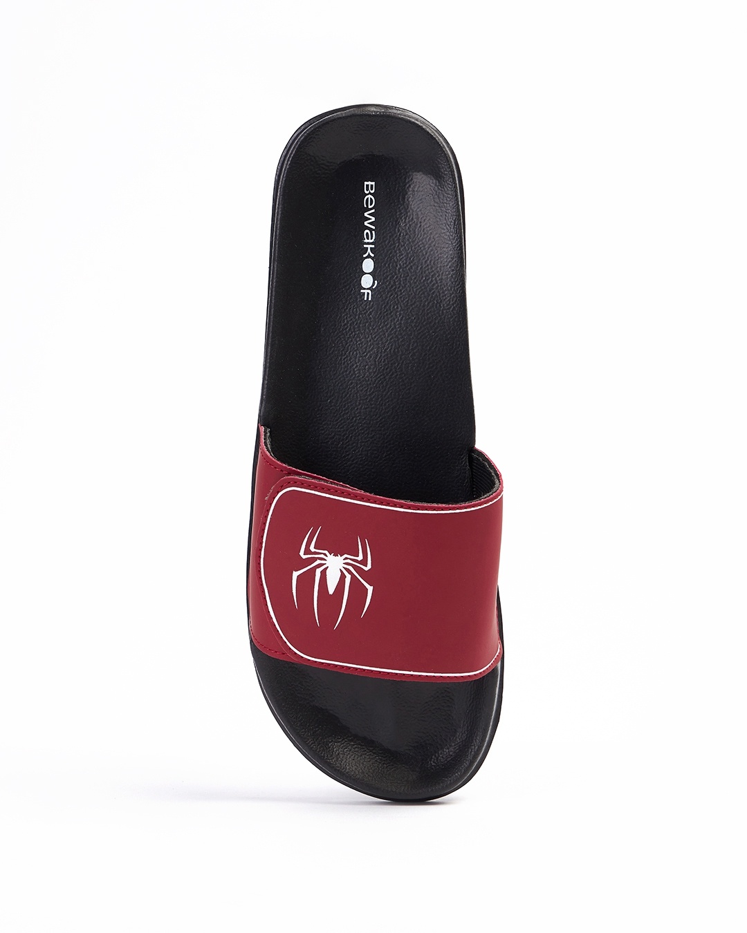 Buy Men's Black Spidey Printed Velcro Sliders Online in India at Bewakoof