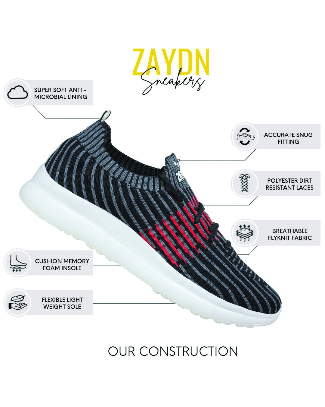 Buy Men's Black Striped Sports Shoes Online in India at Bewakoof