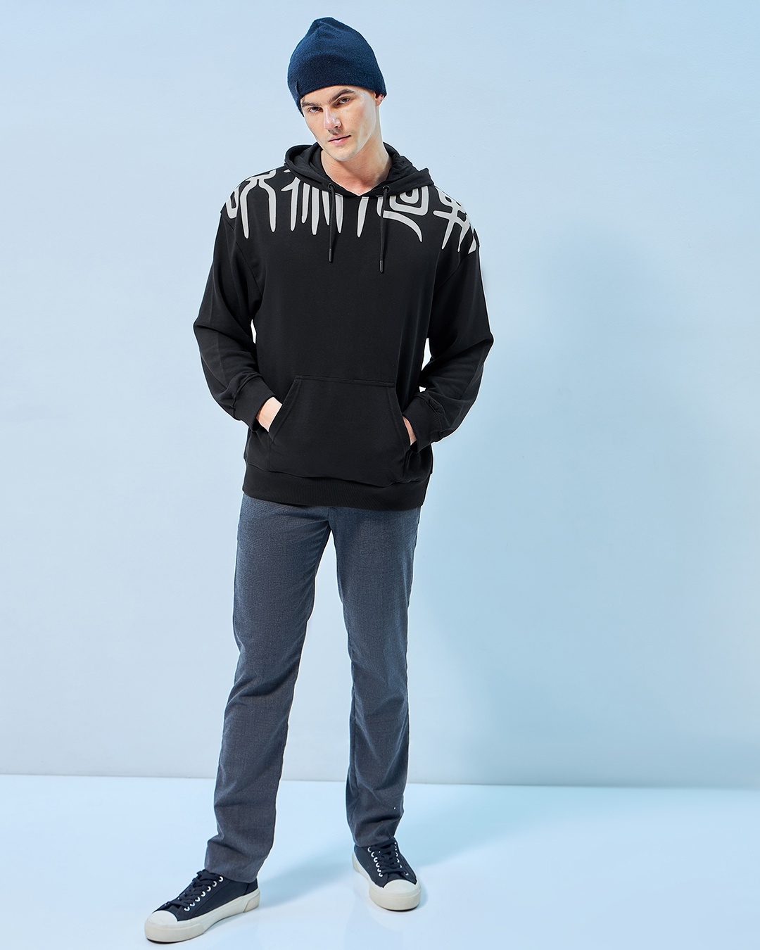 Buy Men's Black Sukuna Graphic Printed Oversized Hoodies Online at Bewakoof