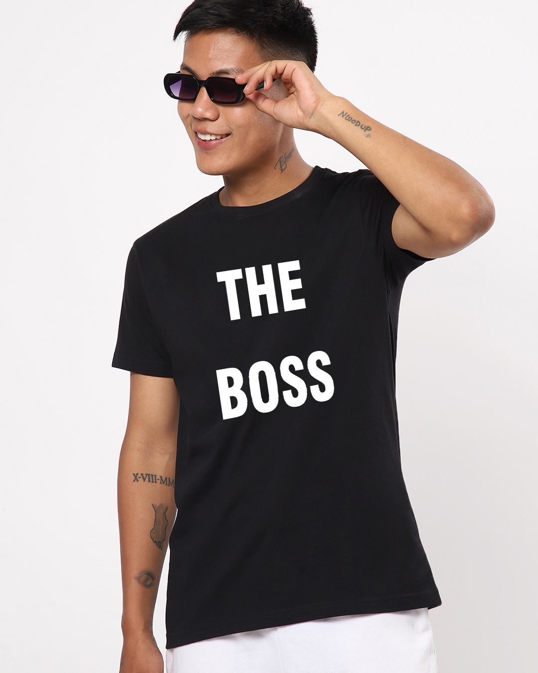 Buy Men's Black The Boss Typography T-shirt Online at Bewakoof