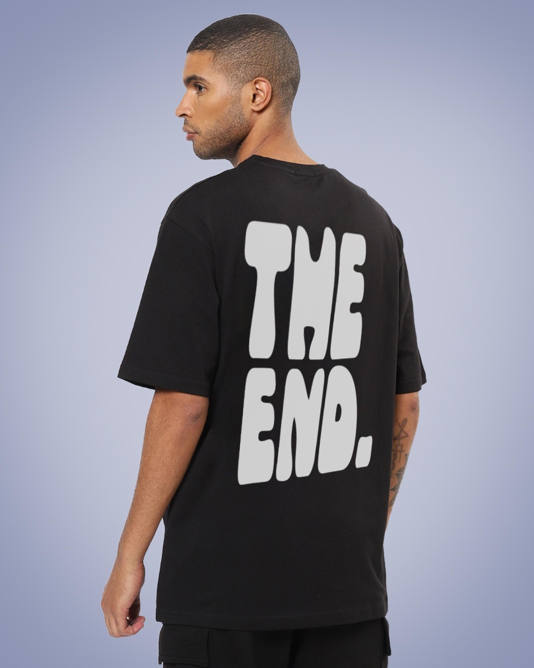 Buy Men's Black The End Typography Oversized T-shirt Online at Bewakoof