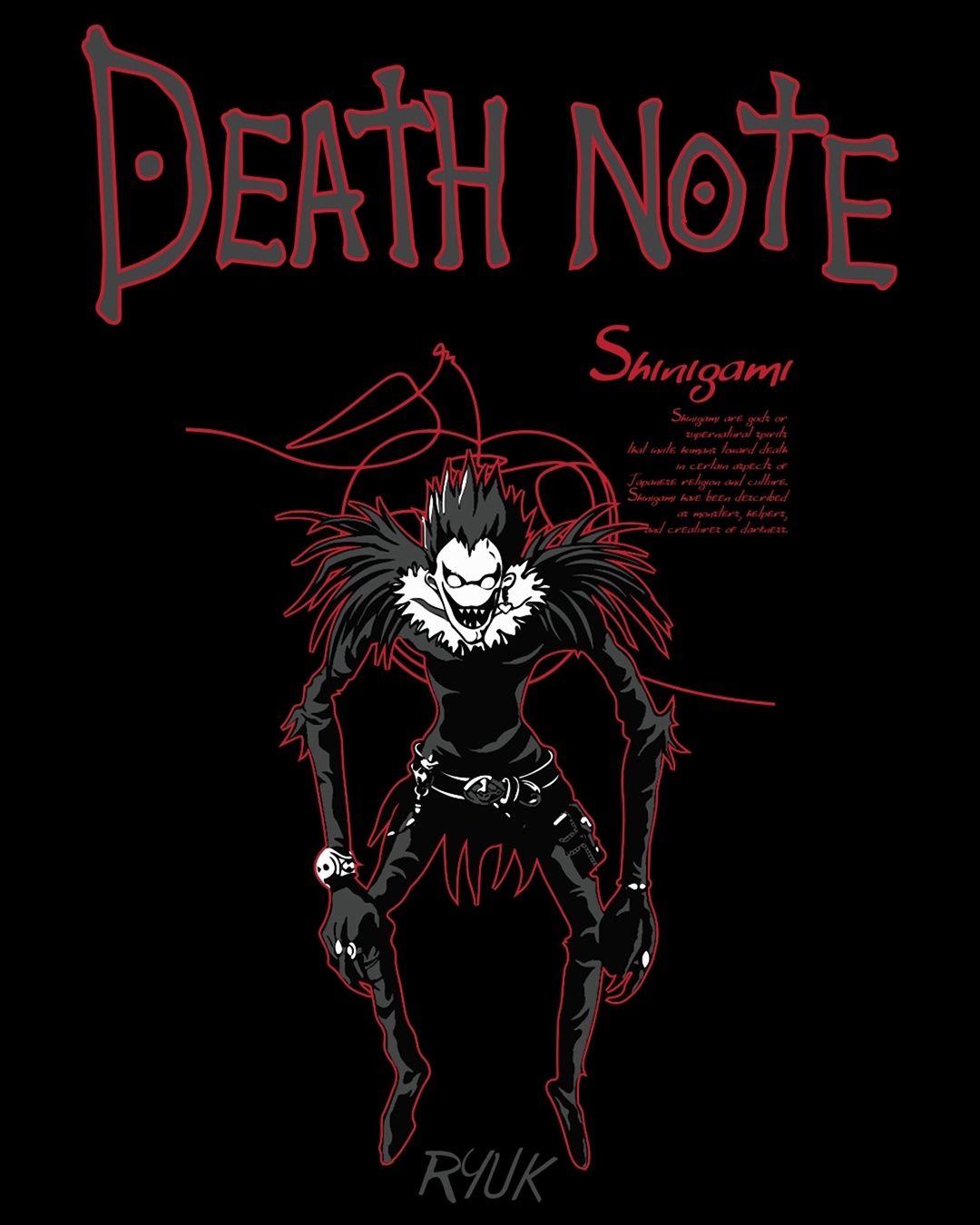 Buy Men's Black The Ryuk Graphic Printed Oversized T-shirt Online at ...