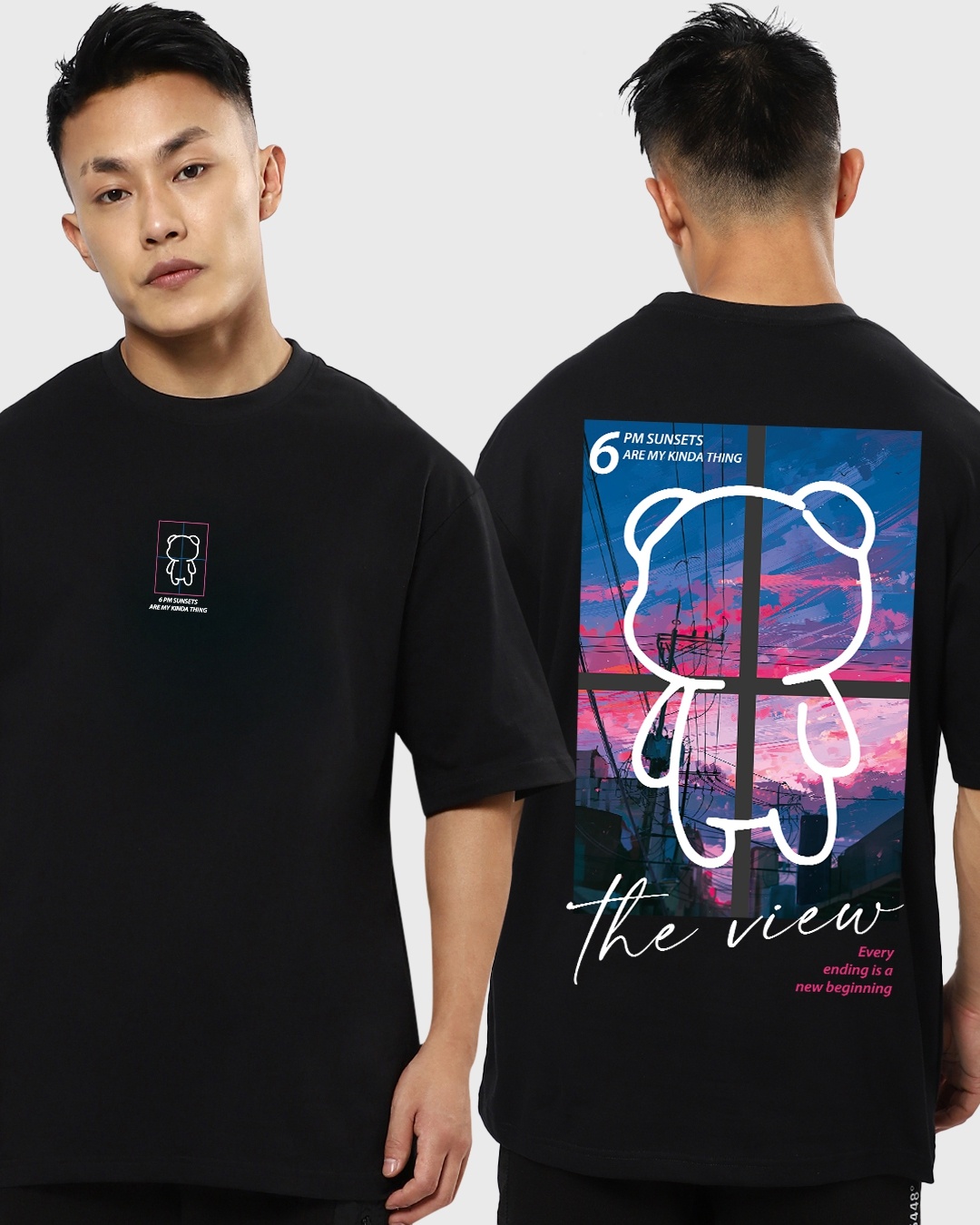 Buy Men's Black The View Graphic Printed Oversized T-shirt for Men ...