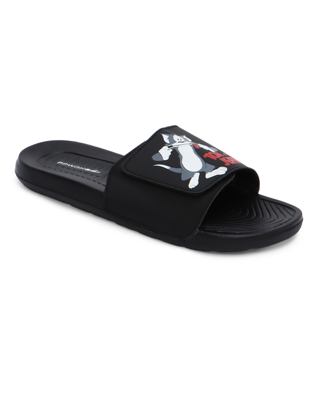 Buy Men's Black Tom & Jerry Printed Sliders Online in India at Bewakoof