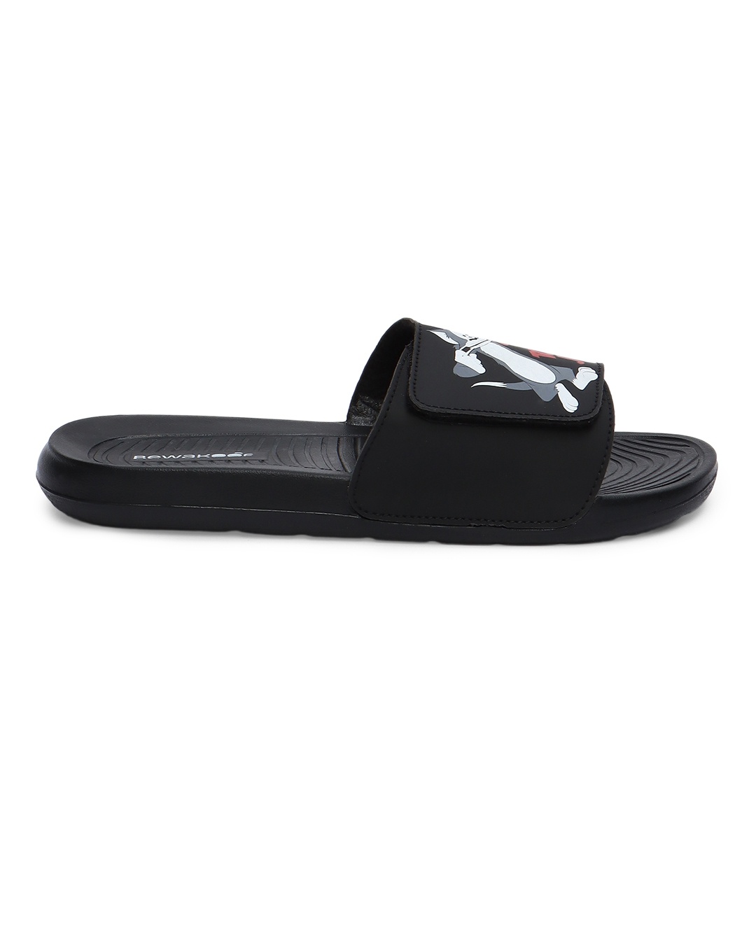 Buy Men's Black Tom & Jerry Printed Sliders Online in India at Bewakoof