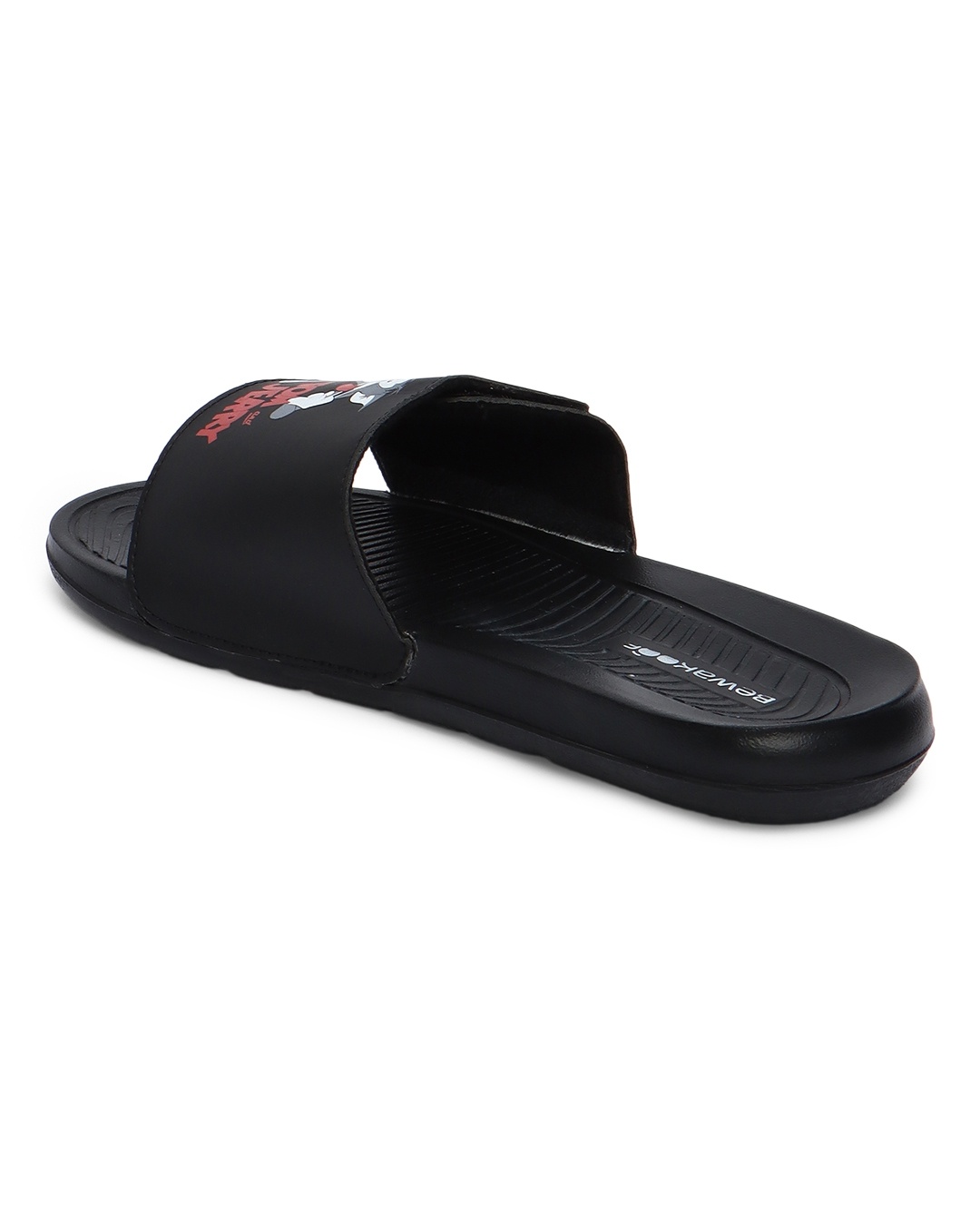 Buy Men's Black Tom & Jerry Printed Sliders Online in India at Bewakoof