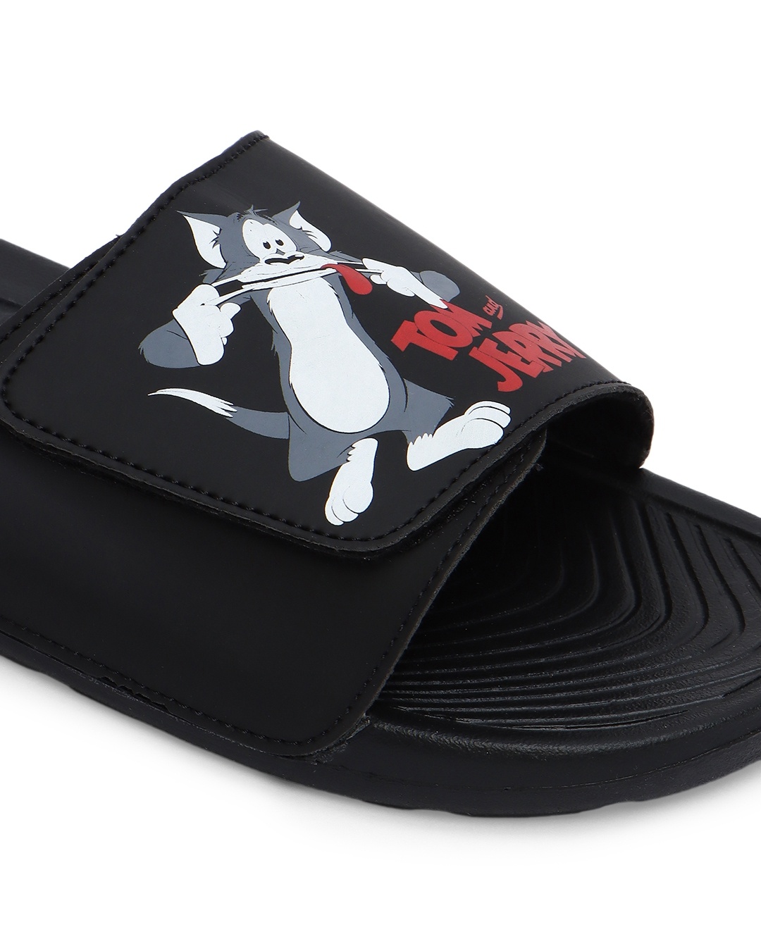 Buy Men's Black Tom & Jerry Printed Sliders Online in India at Bewakoof