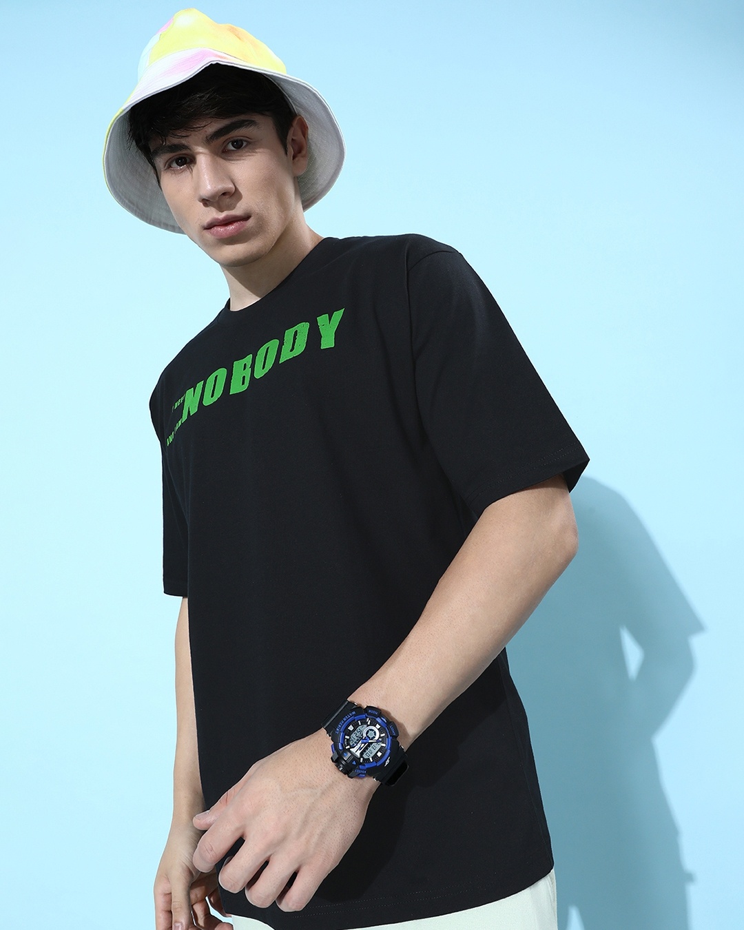 Buy Men's Black Typography Oversized T-shirt Online at Bewakoof