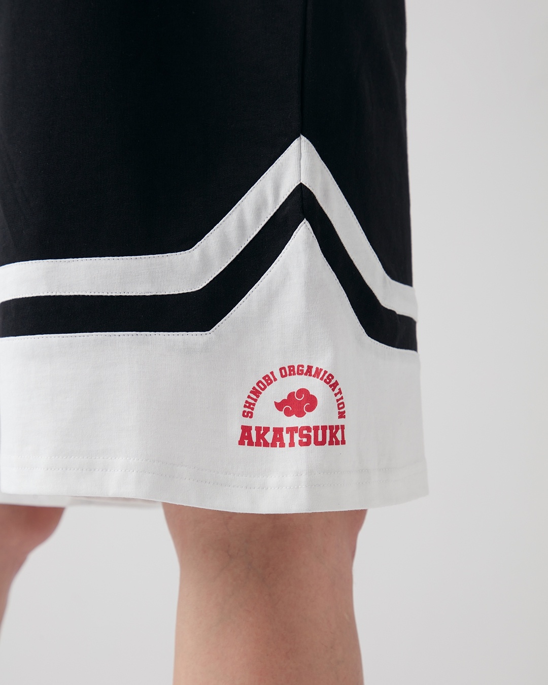 Buy Men's Black & White Akatsuki Typography Oversized Varsity Shorts ...