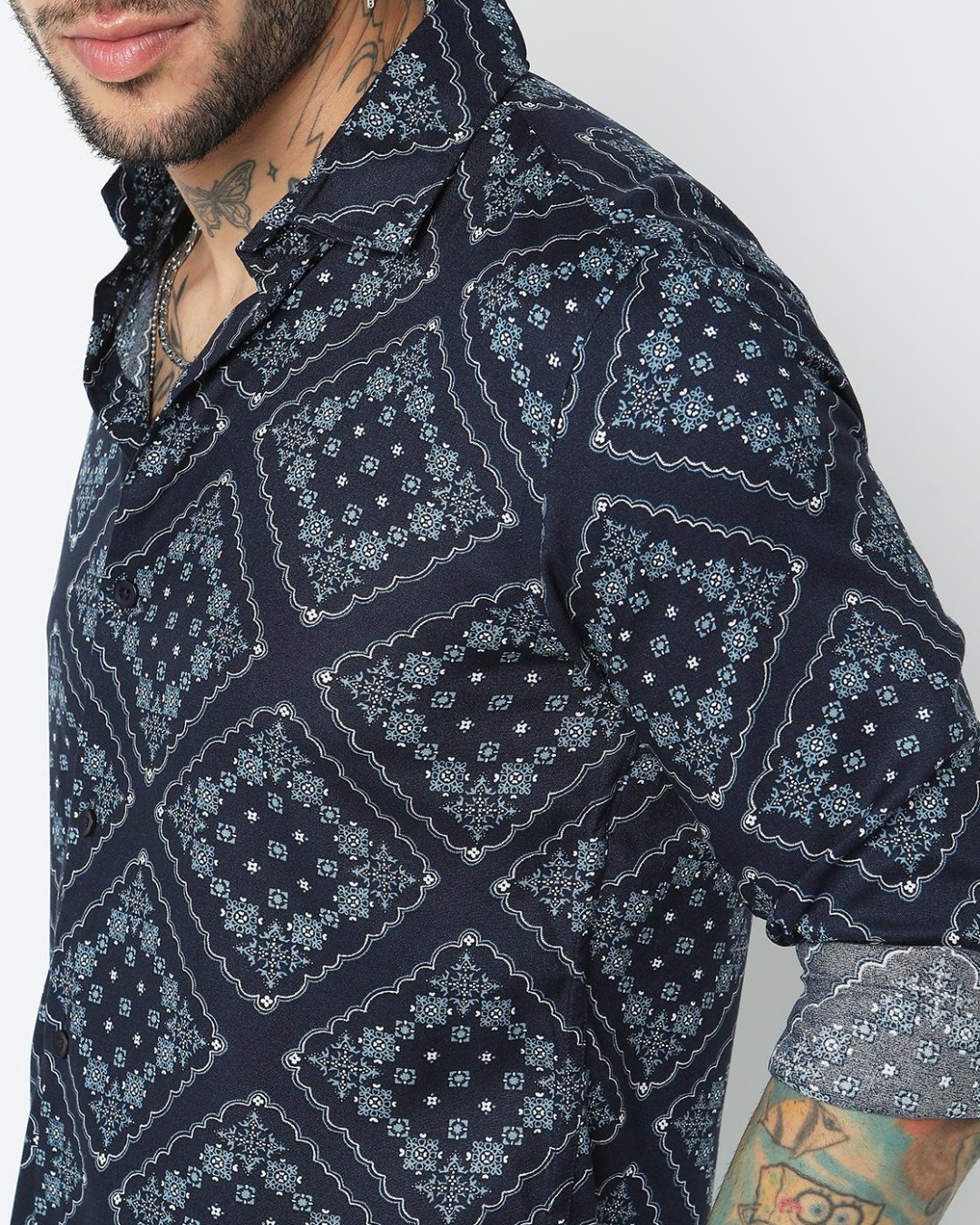 Buy Men's Blue Abstract Tiles Printed Shirt Online at Bewakoof