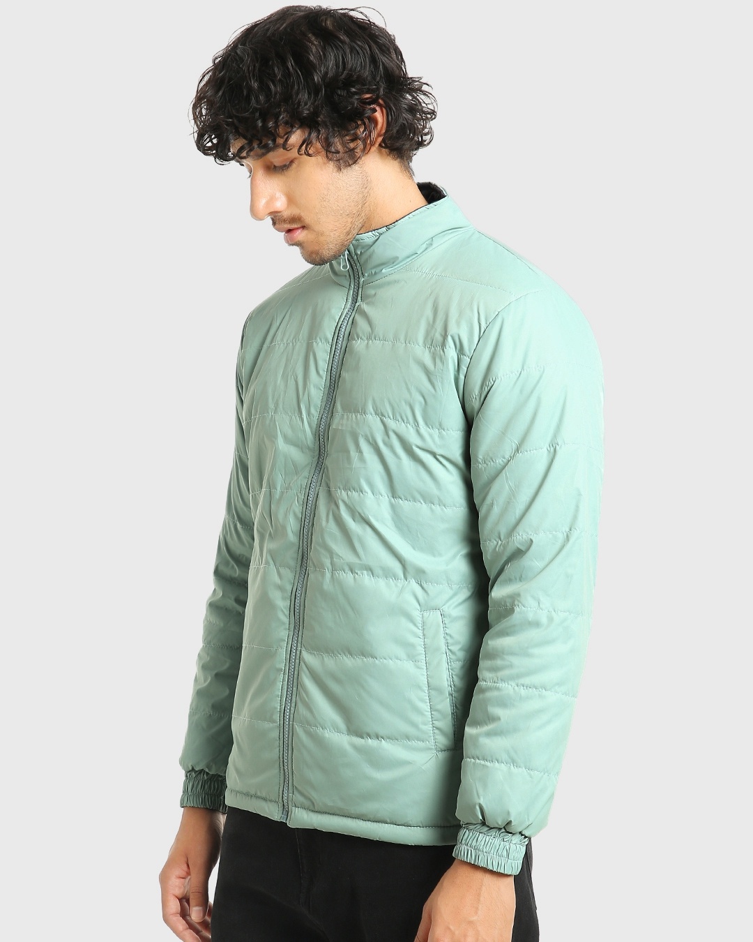 Buy Men's Blue and Sage Reversible Puffer Jacket Online at Bewakoof